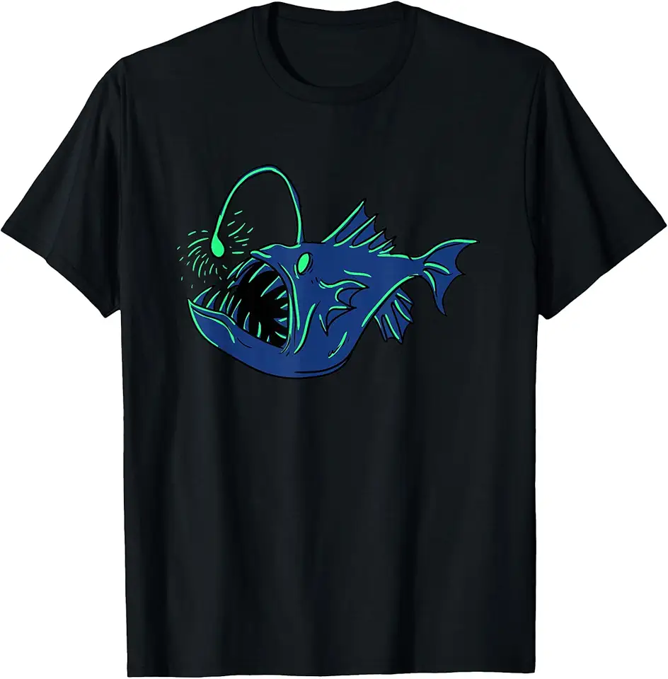 Bioluminescent Anglerfish Deep Sea Fish Unisex Graphic Short Sleeve T ...