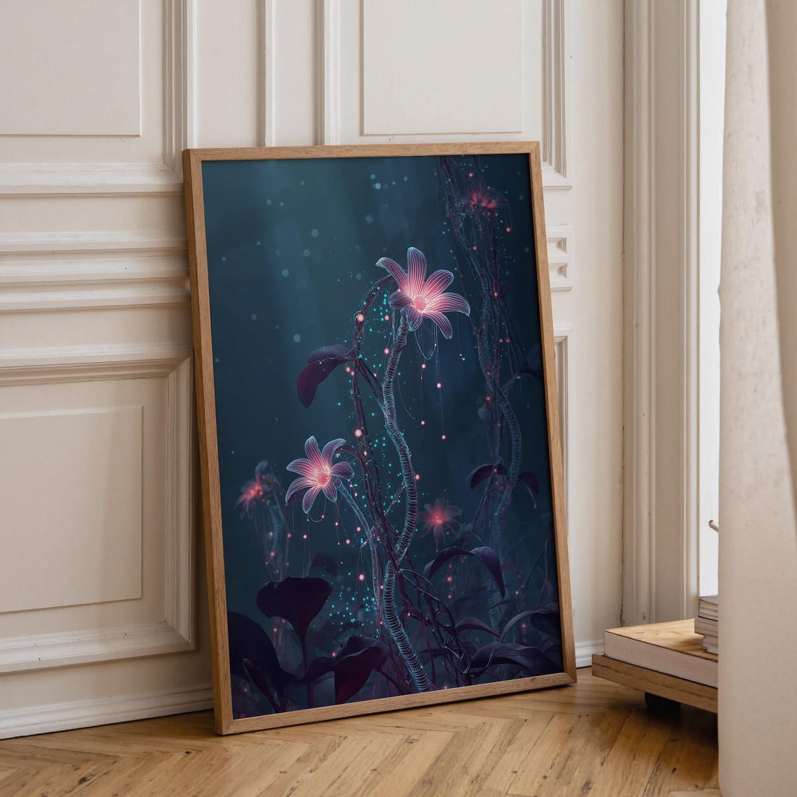 Bioluminescent Floral Neon Botanical Wall Art Poster Unframed Paper ...