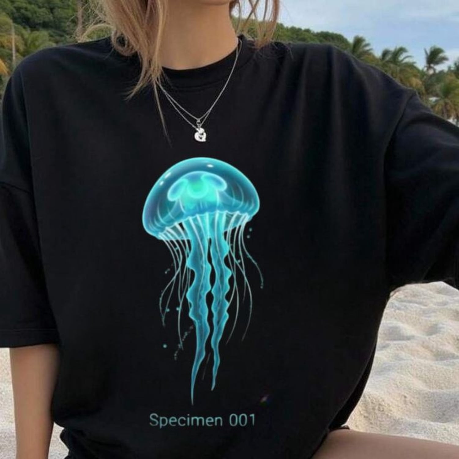 Bioluminescent JellyfiS1H T1EE _ neon jelly print, deep sea aesthetic ...