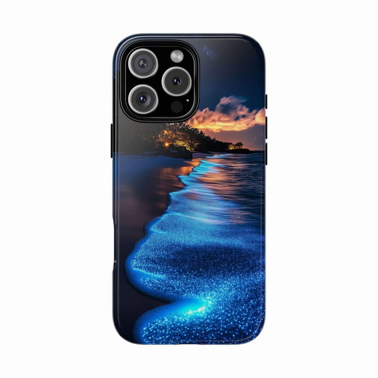 Bioluminescent Ocean Night iPhone Case Glowing Beach Fantasy Design for ...