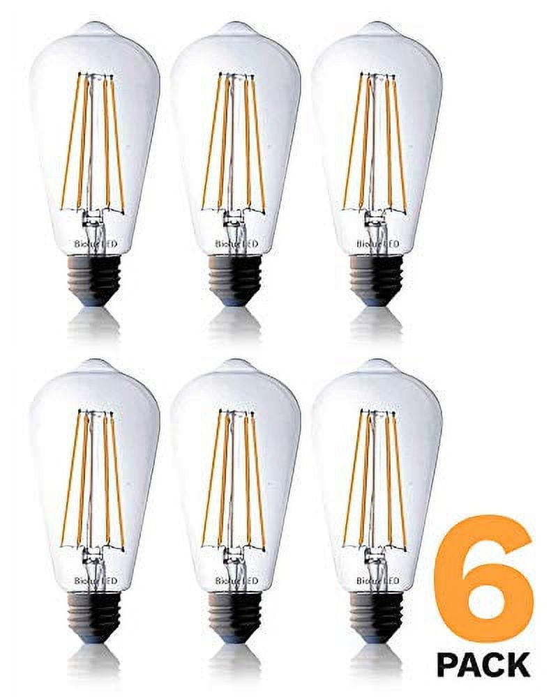 Bioluz ST64 Dimmable Edison LED Light Bulbs - 800 Lumen Soft White ...