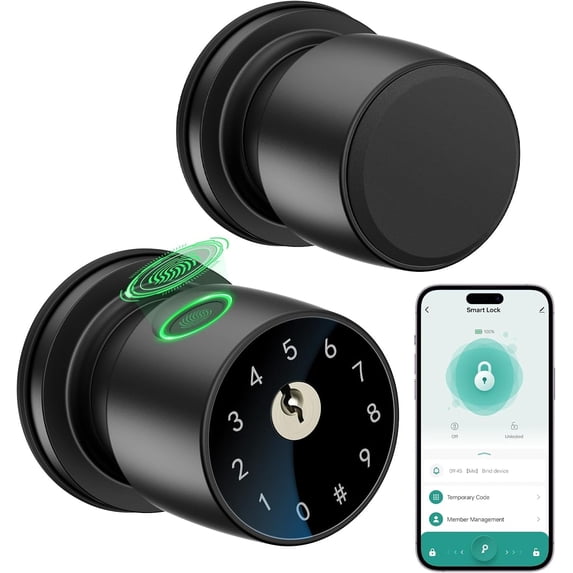 Biometric Door Lock, Black, Fingerprint Smart Deadbolt with Digital ...