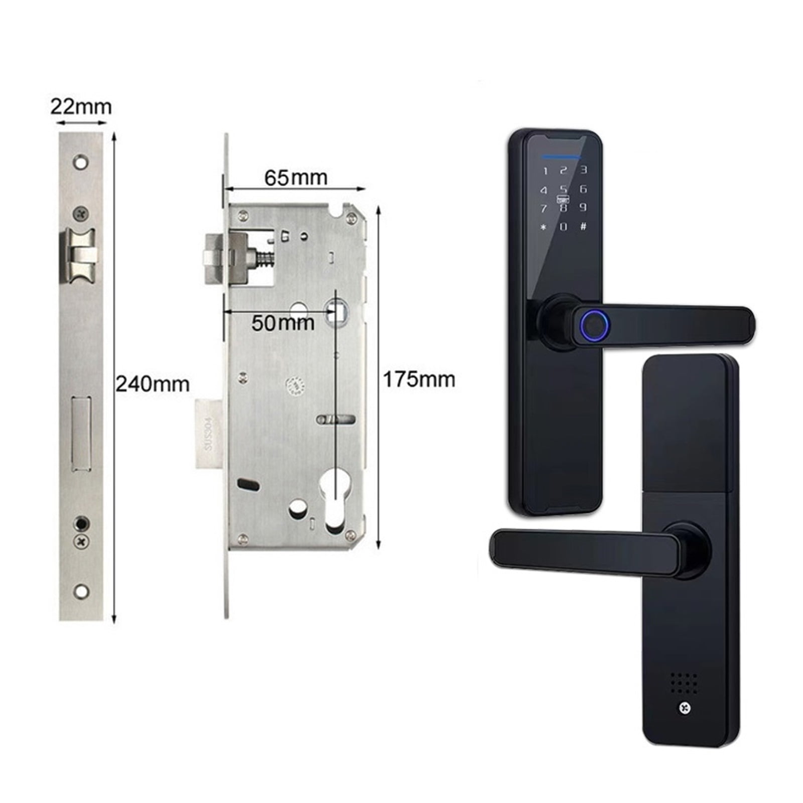 Biometric Fingerprint Door Lock Black Smart Lock Tuya App Remote ...