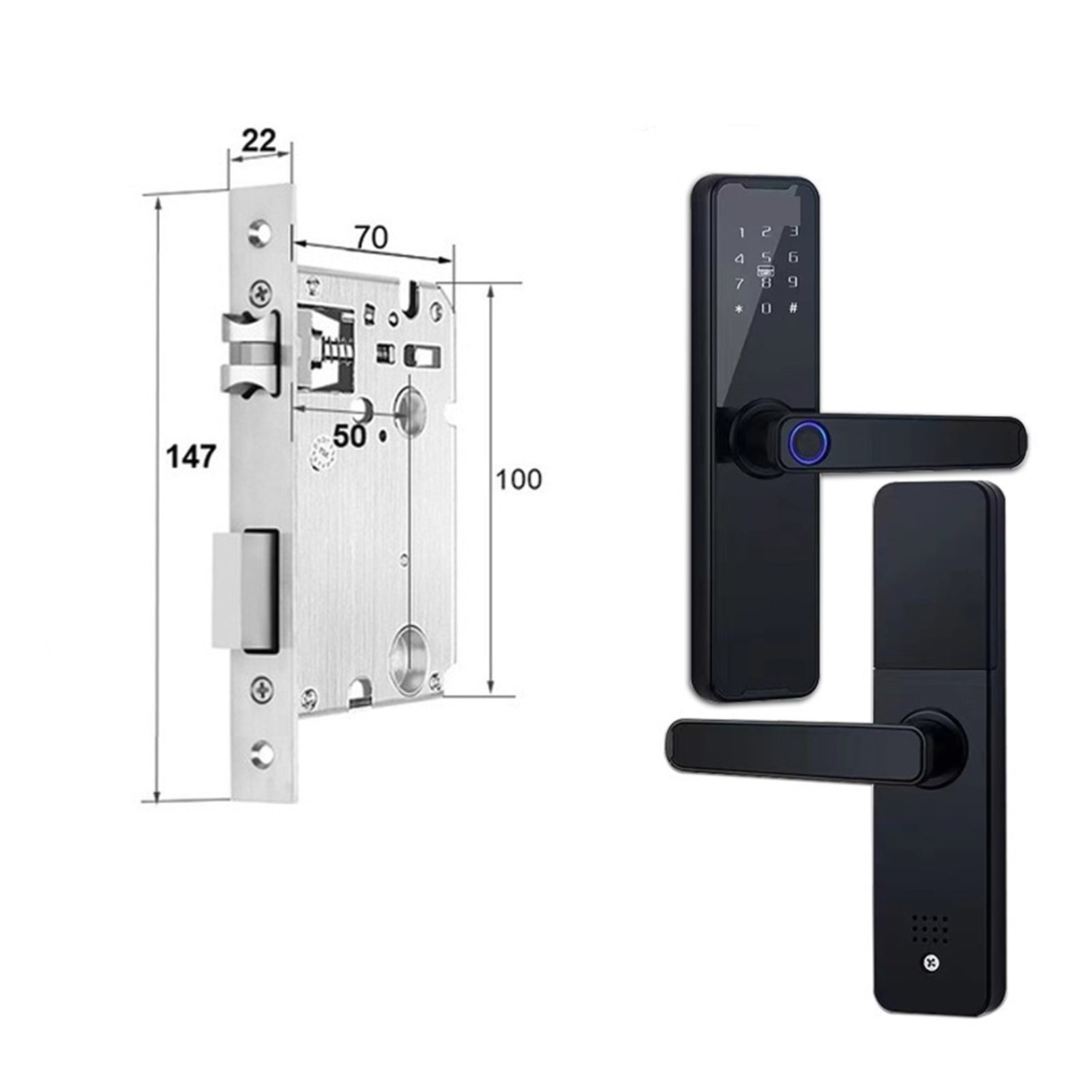 Biometric Fingerprint Door Lock Black Smart Lock Tuya App Remote ...