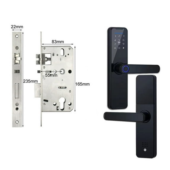 Biometric Fingerprint Door Lock Black Smart Lock Tuya App Remote ...