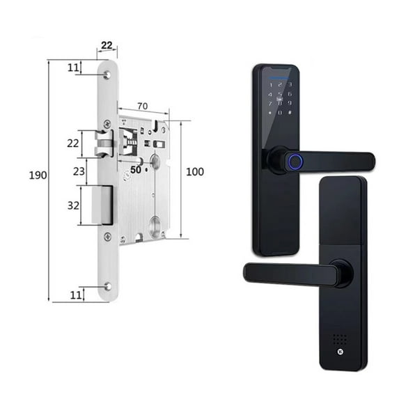 Biometric Fingerprint Door Lock Black Smart Lock Tuya App Remote ...