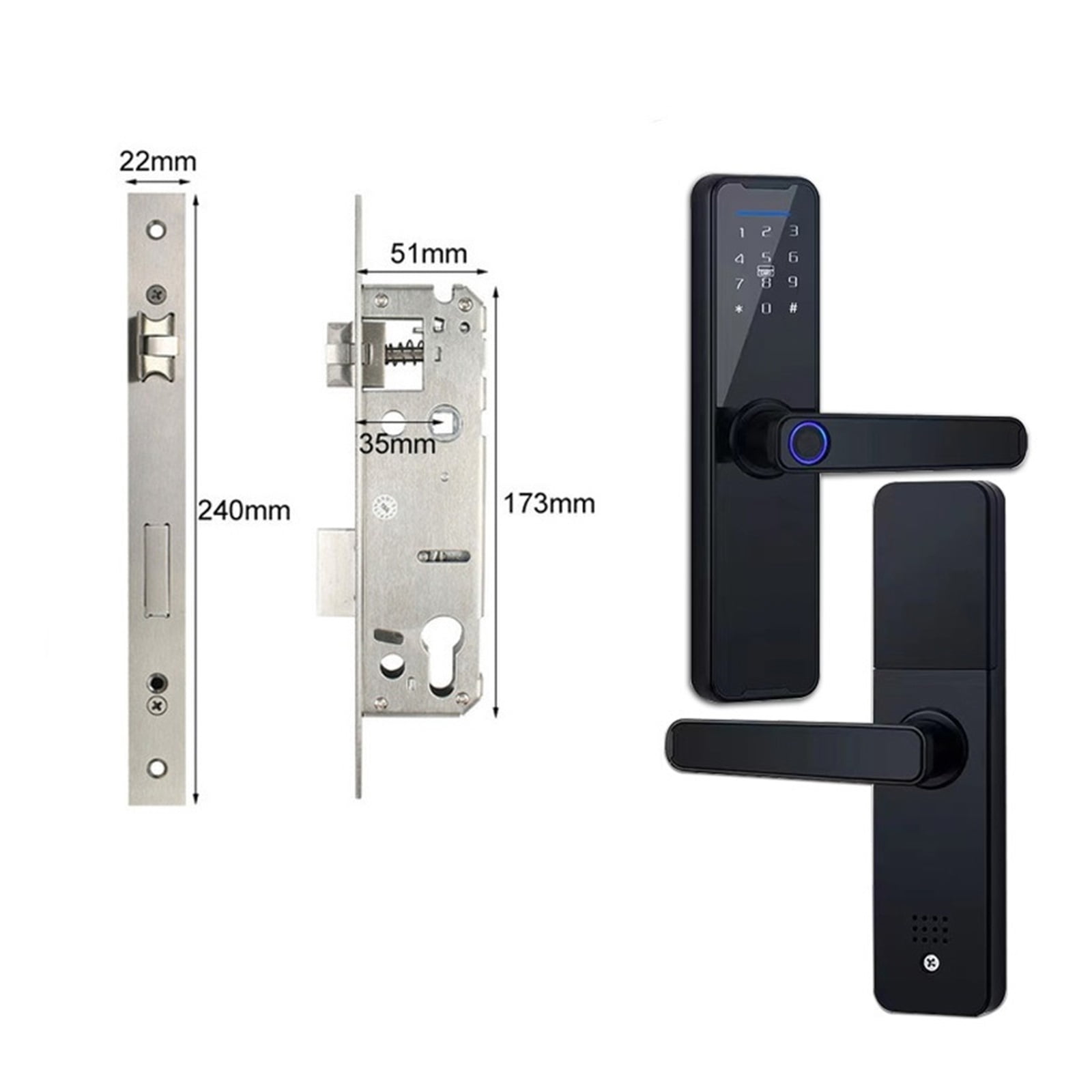 Biometric Fingerprint Door Lock Black Smart Lock Tuya App Remote ...