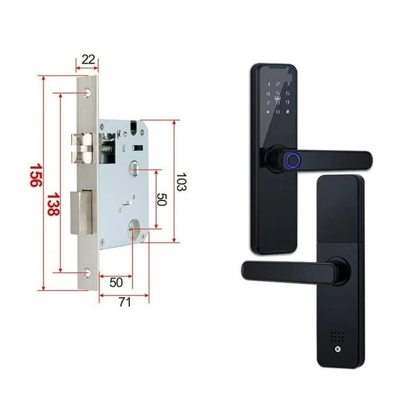 Biometric Fingerprint Door Lock Black Smart Lock Tuya App Remote ...