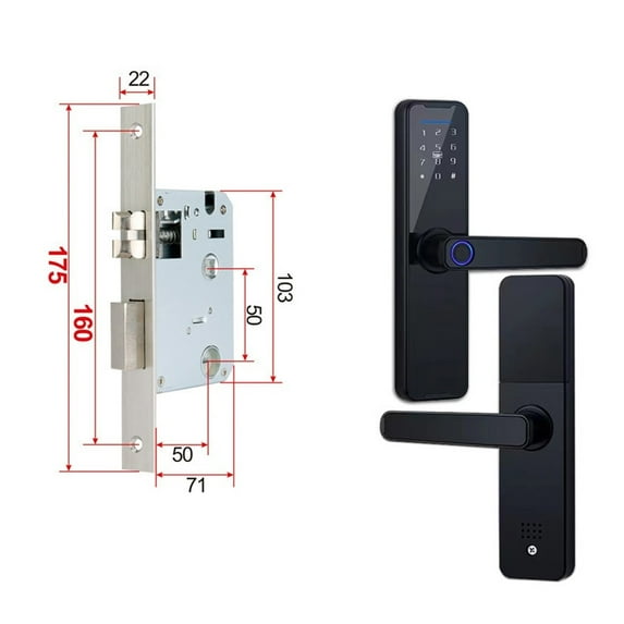 Biometric Fingerprint Door Lock Black Smart Lock Tuya App Remote ...