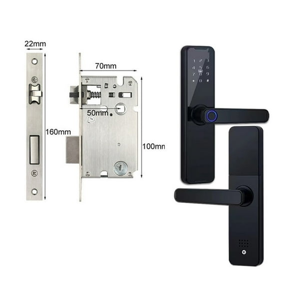 Biometric Fingerprint Door Lock Black Smart Lock Tuya App Remote ...