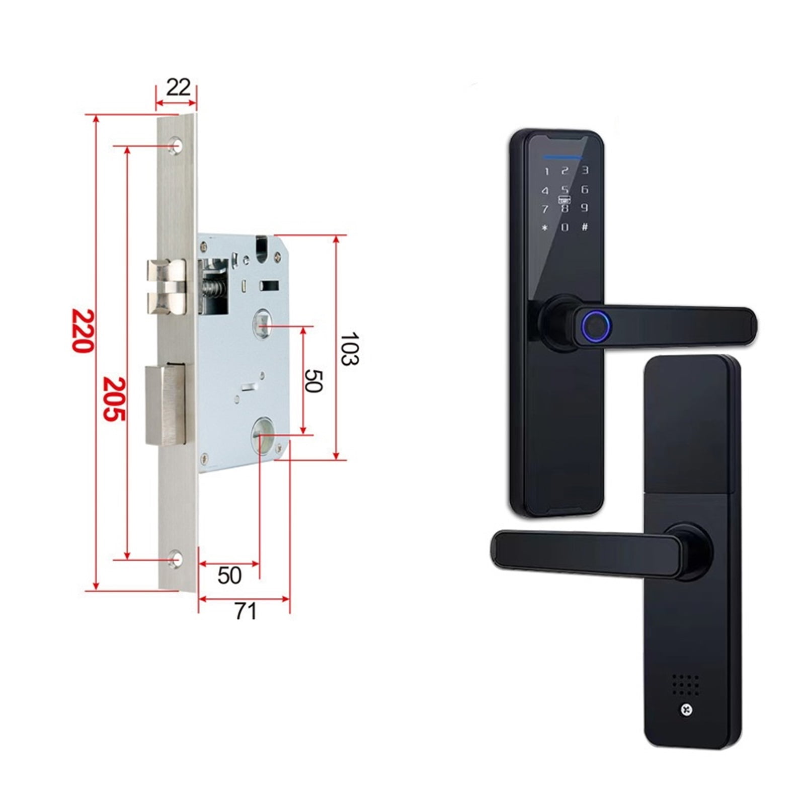 Biometric Fingerprint Door Lock Black Smart Lock Tuya App Remote ...
