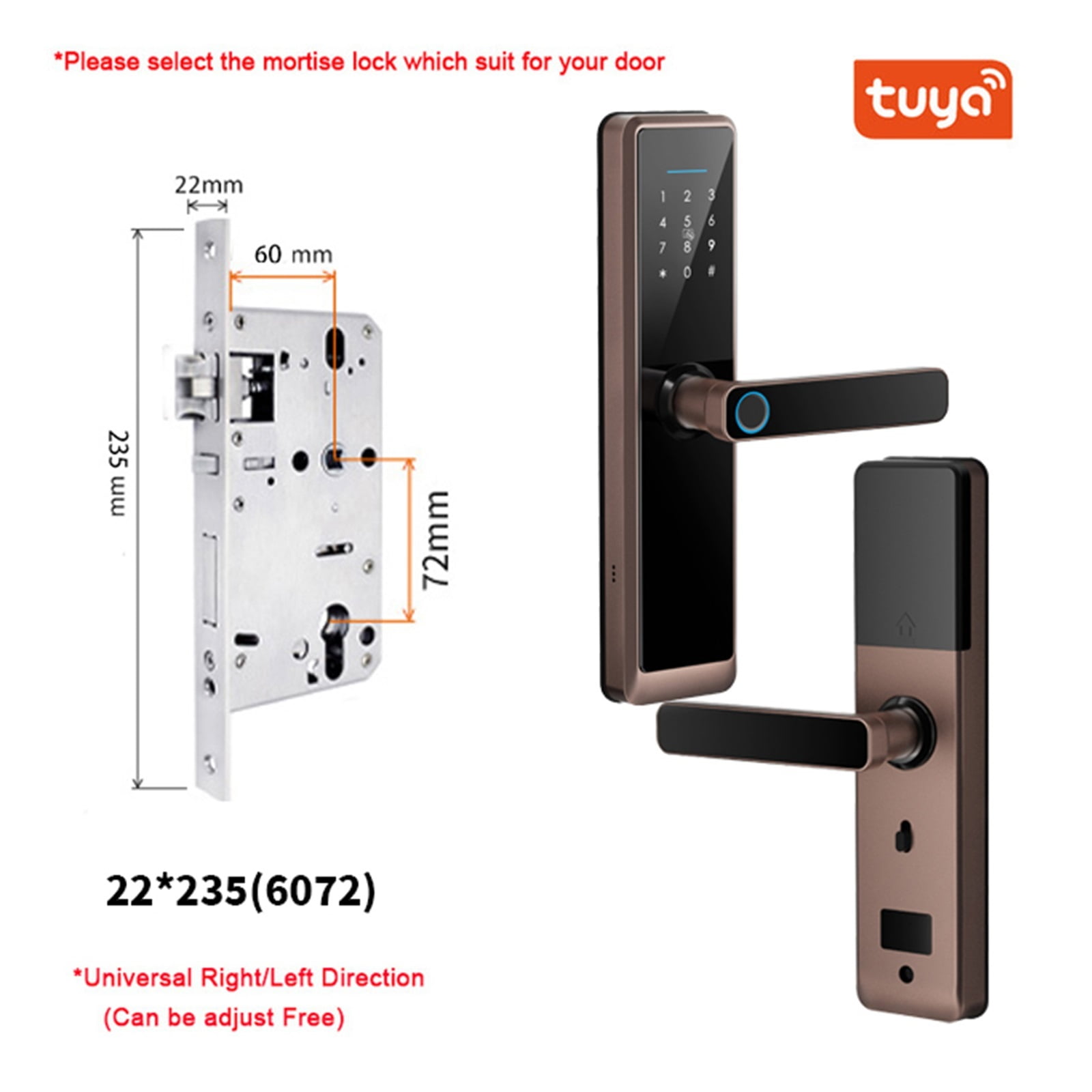 Biometric Fingerprint Door Lock DB20 Black Smart Lock Tuya App Remote ...