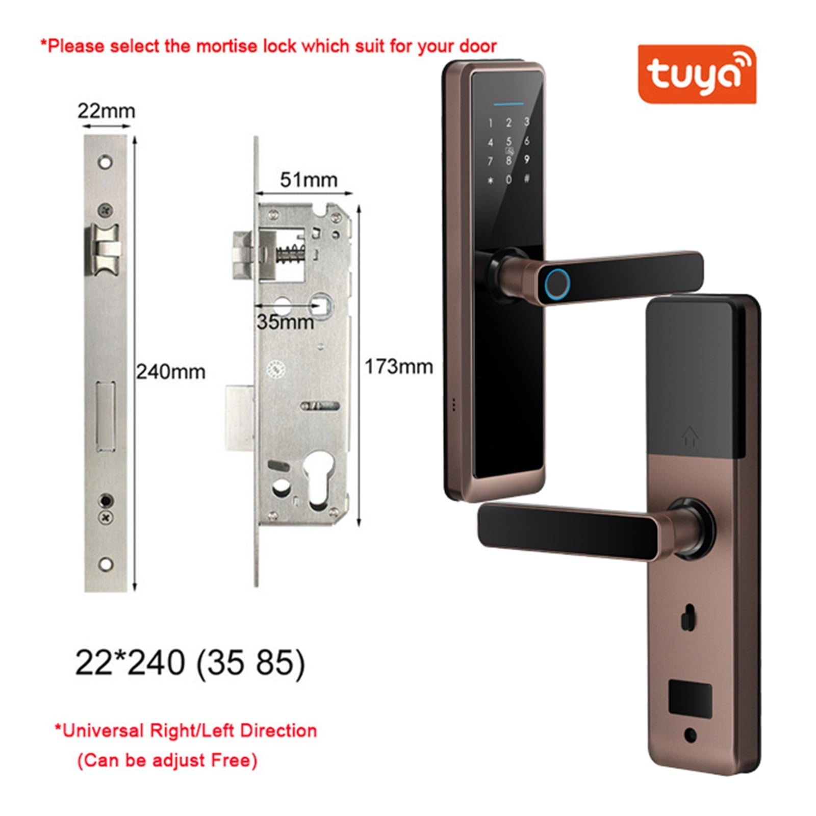 Biometric Fingerprint Door Lock DB20 Black Smart Lock Tuya App Remote ...