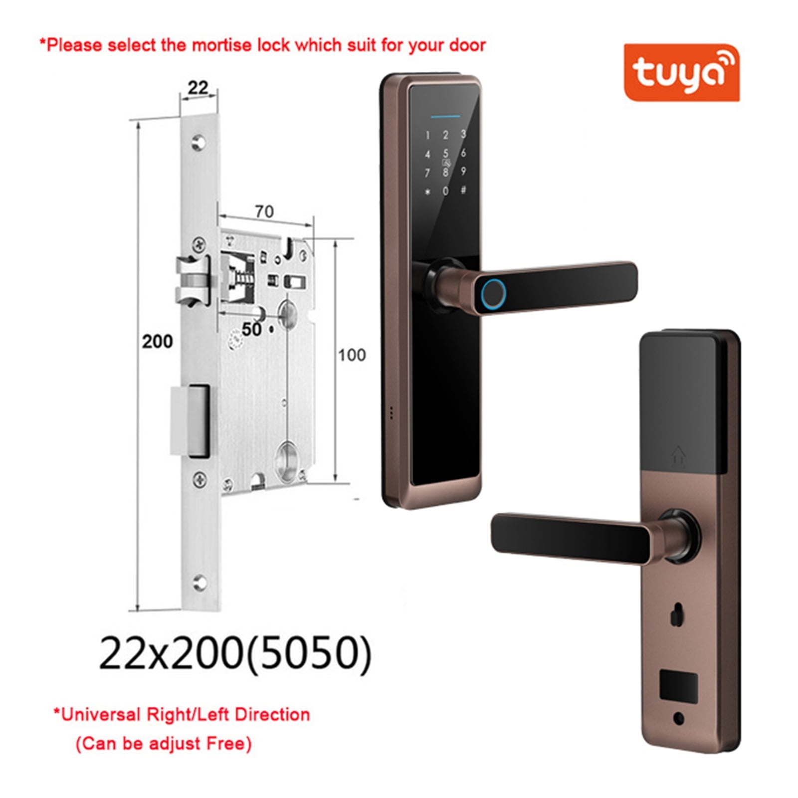 Biometric Fingerprint Door Lock DB20 Black Smart Lock Tuya App Remote ...