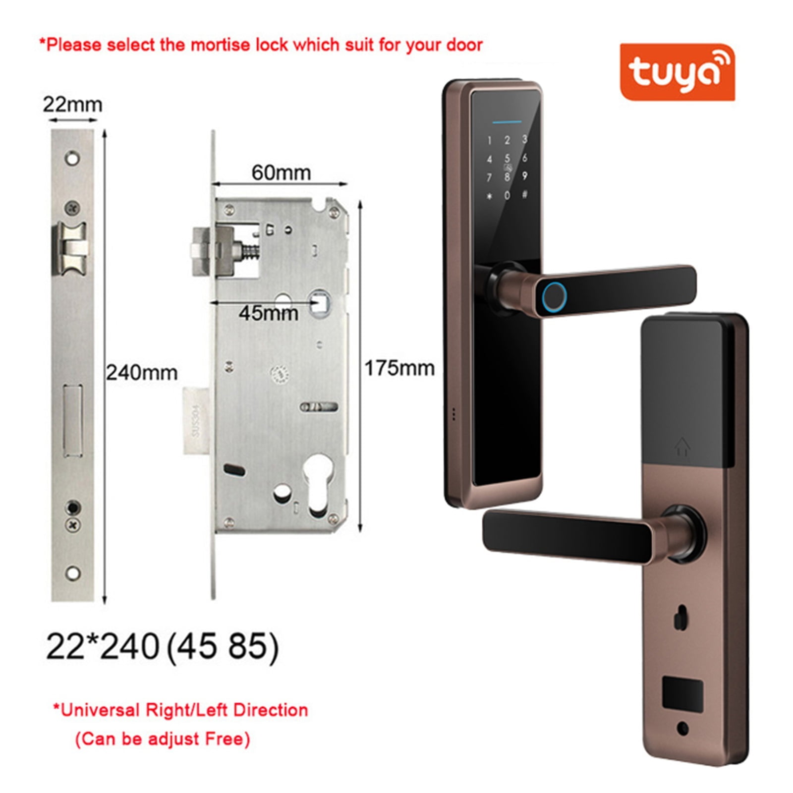 Biometric Fingerprint Door Lock DB20 Black Smart Lock Tuya App Remote ...