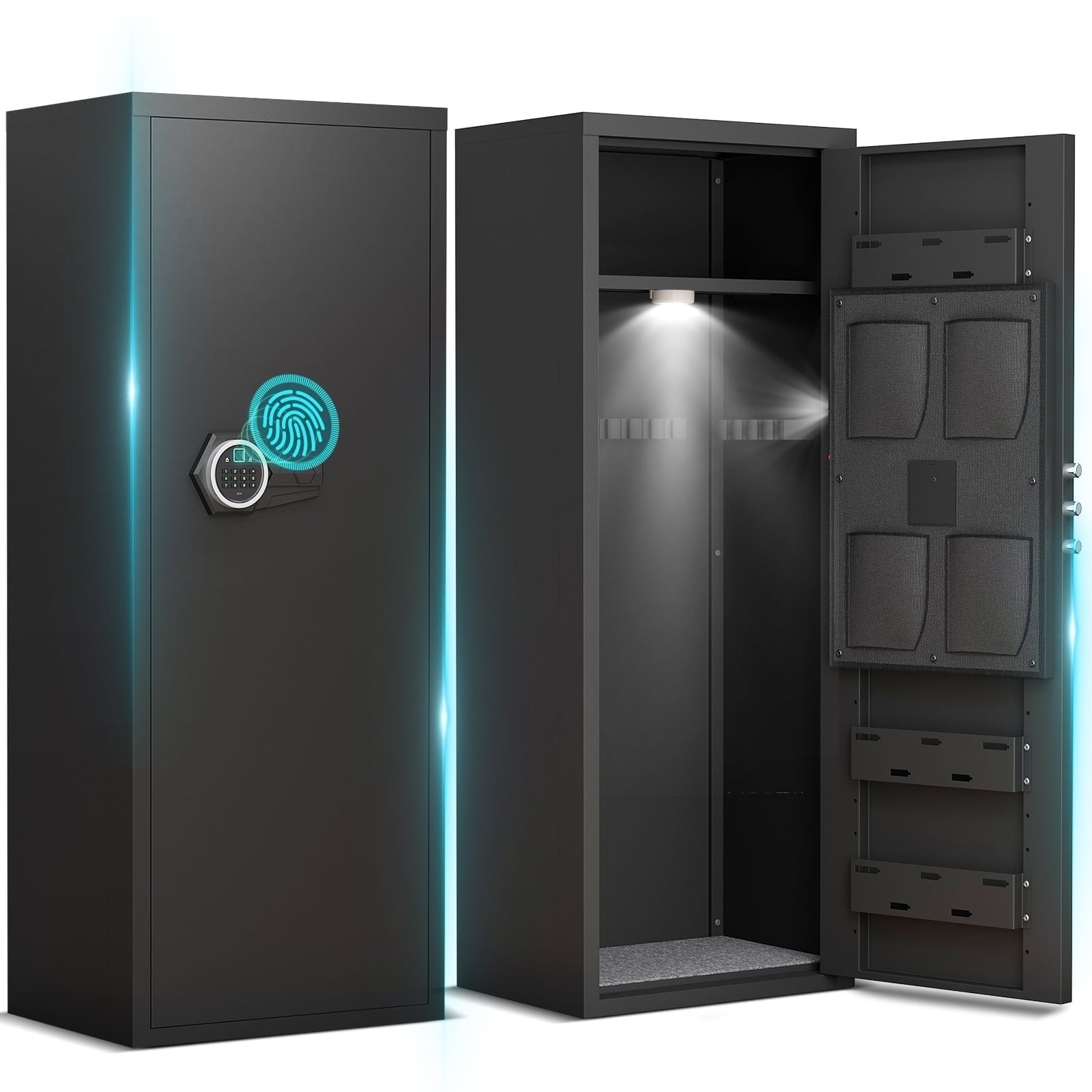 Biometric Fingerprint Gun Safe with Removable Shelf and 3 Magnetic Gun ...