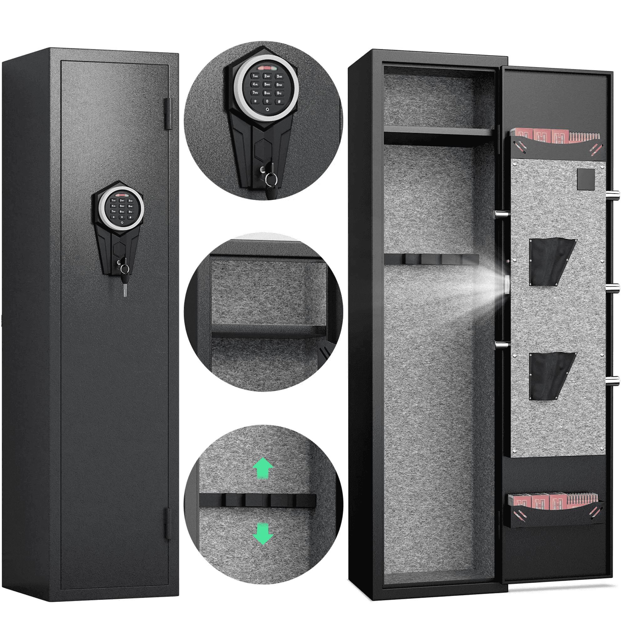 Riflevault Biometric Fingerprint & Keypad Pistol Gun Safe, Quick Access ...