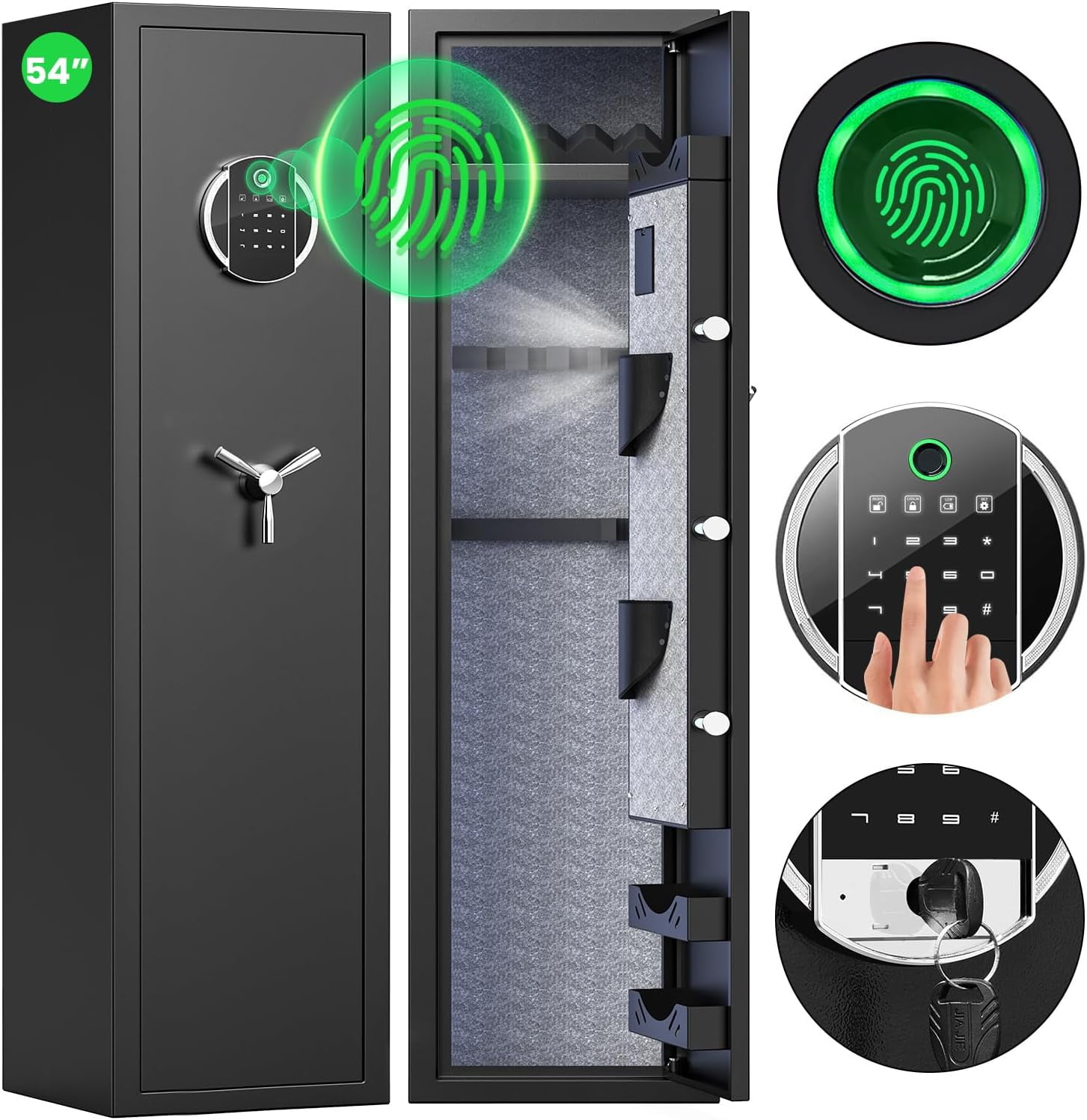Biometric Gun Safe, 5-7 Gun Fingerprint Gun Safes for Home Guns and ...