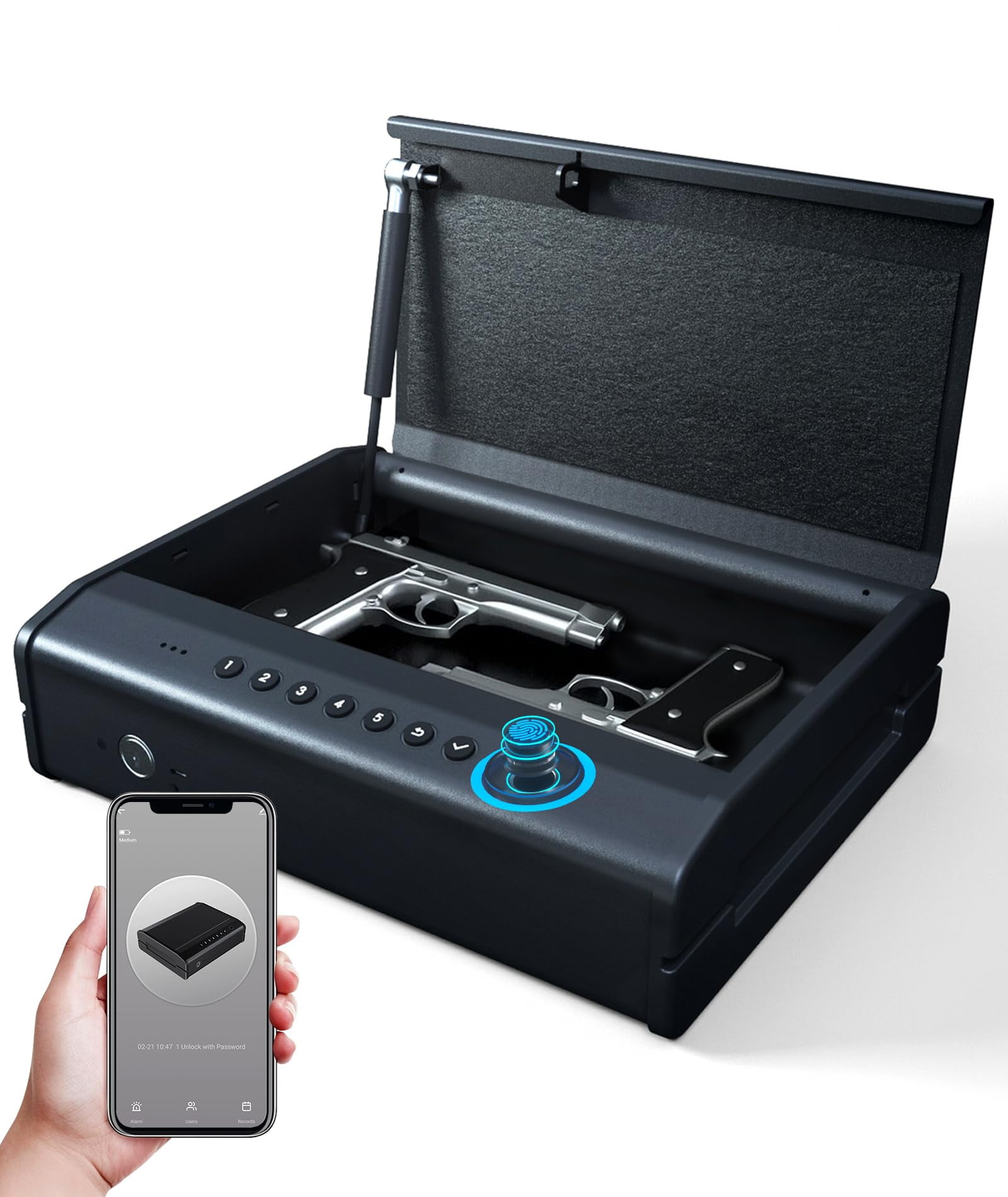 Biometric Gun Safe for Handgun Pistol, Quick Access Fingerprint Keypad ...