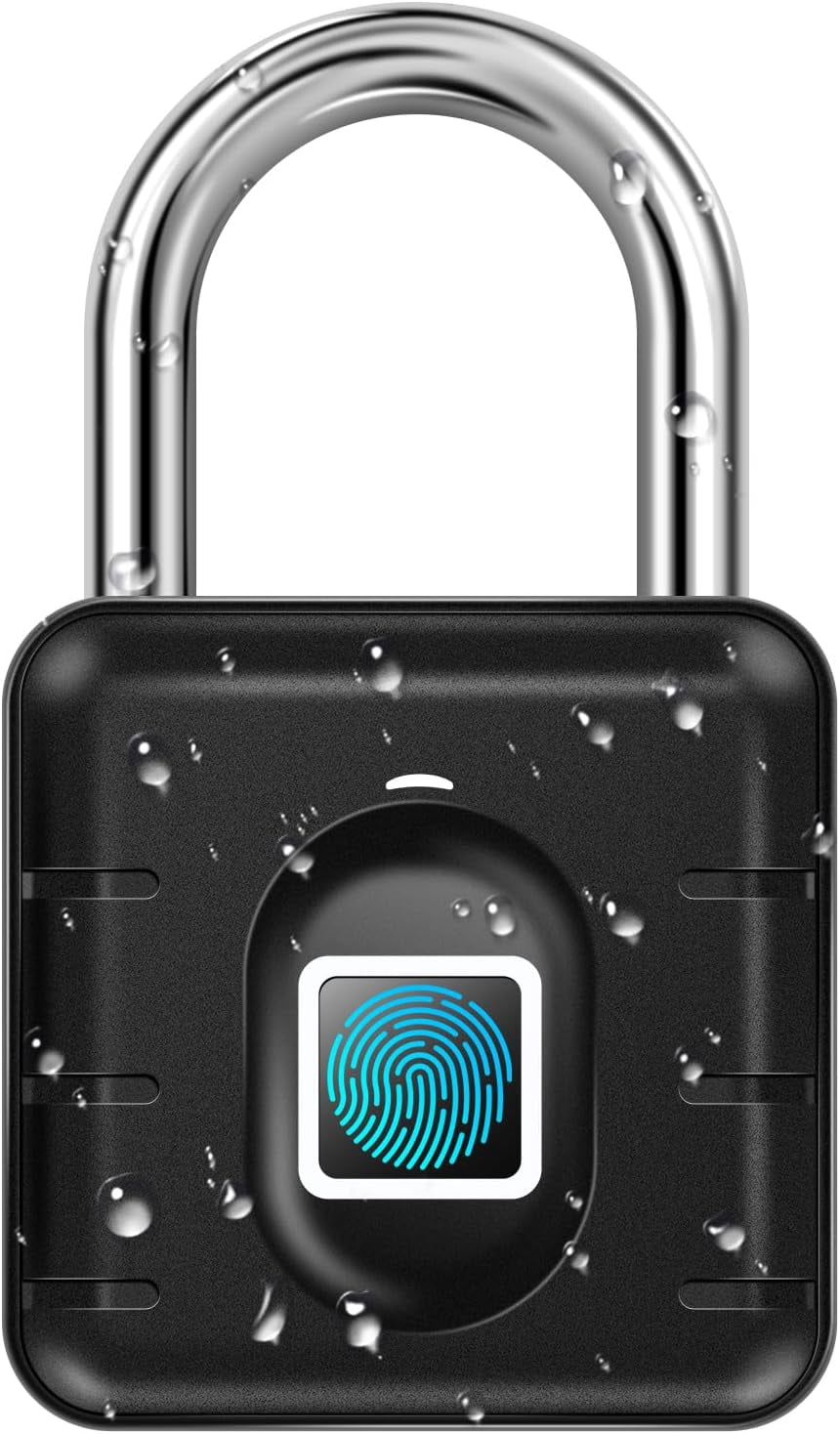Biometric Padlock, Keyless Fingerprint Lock, IP67 Waterproof, 10 ...