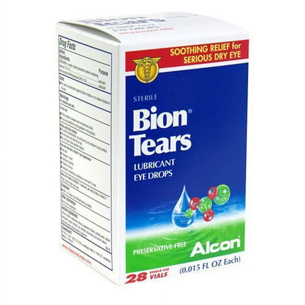Bion Tears Non-Preserved Lubricant Eye Drops for Dry Eyes, .015-Ounce Single-Use Vials, 28-Count ...