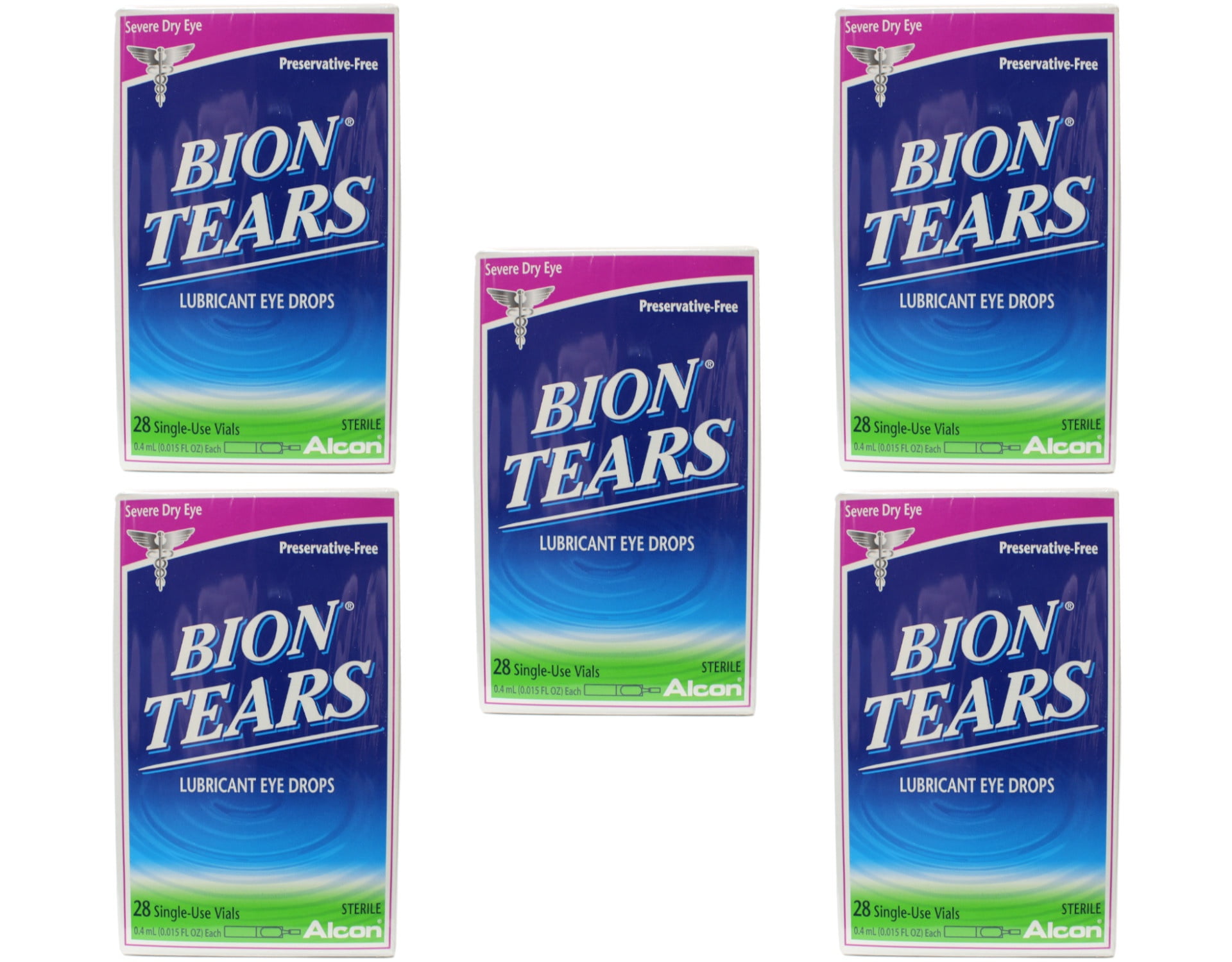 Bion Tears Lubricant Eye Drops Single Use Vials - 28 ct, Pack of 5 ...