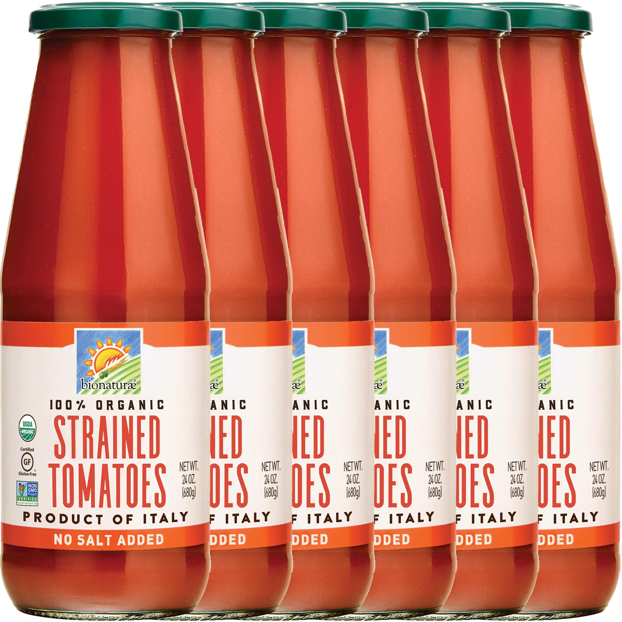 Bionaturae Organic Strained Tomatoes, No Added Sugar or Salt, 24 oz (6 ...