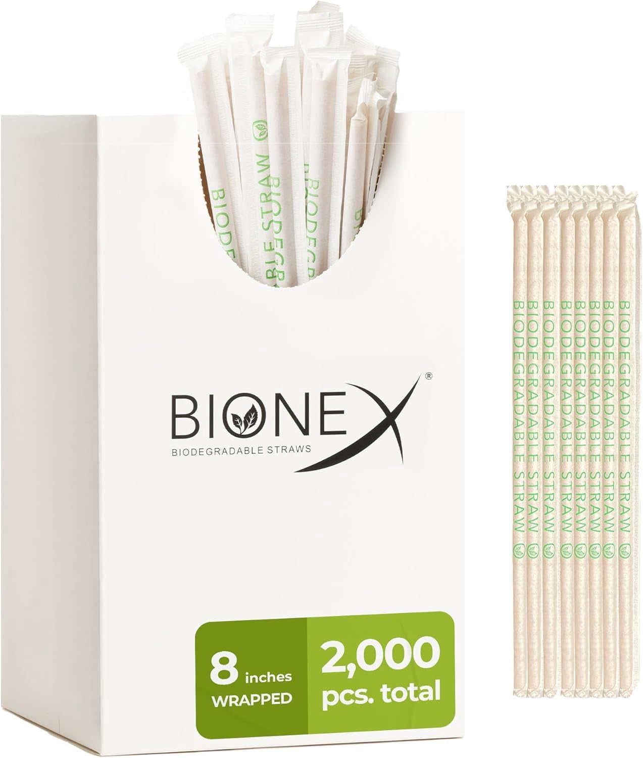 Bionex Biodegradable Compostable Sugarcane Disposable Drinking Straws ...