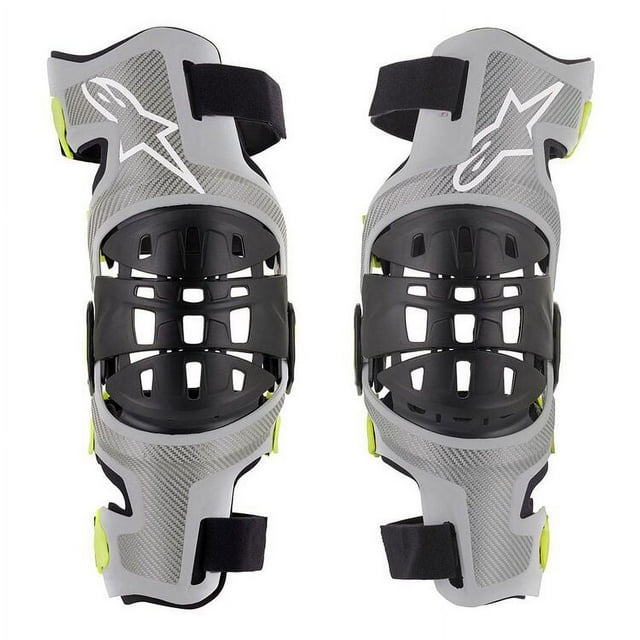 Bionic-7 Off-Road Motocross Knee Brace Set - Silver/Flo Yellow - Sm ...
