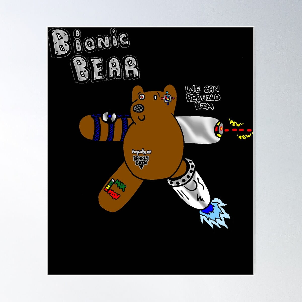 Bionic Bear Poster Wall Art, Modern Wall Decor For Living Room Bedroom ...