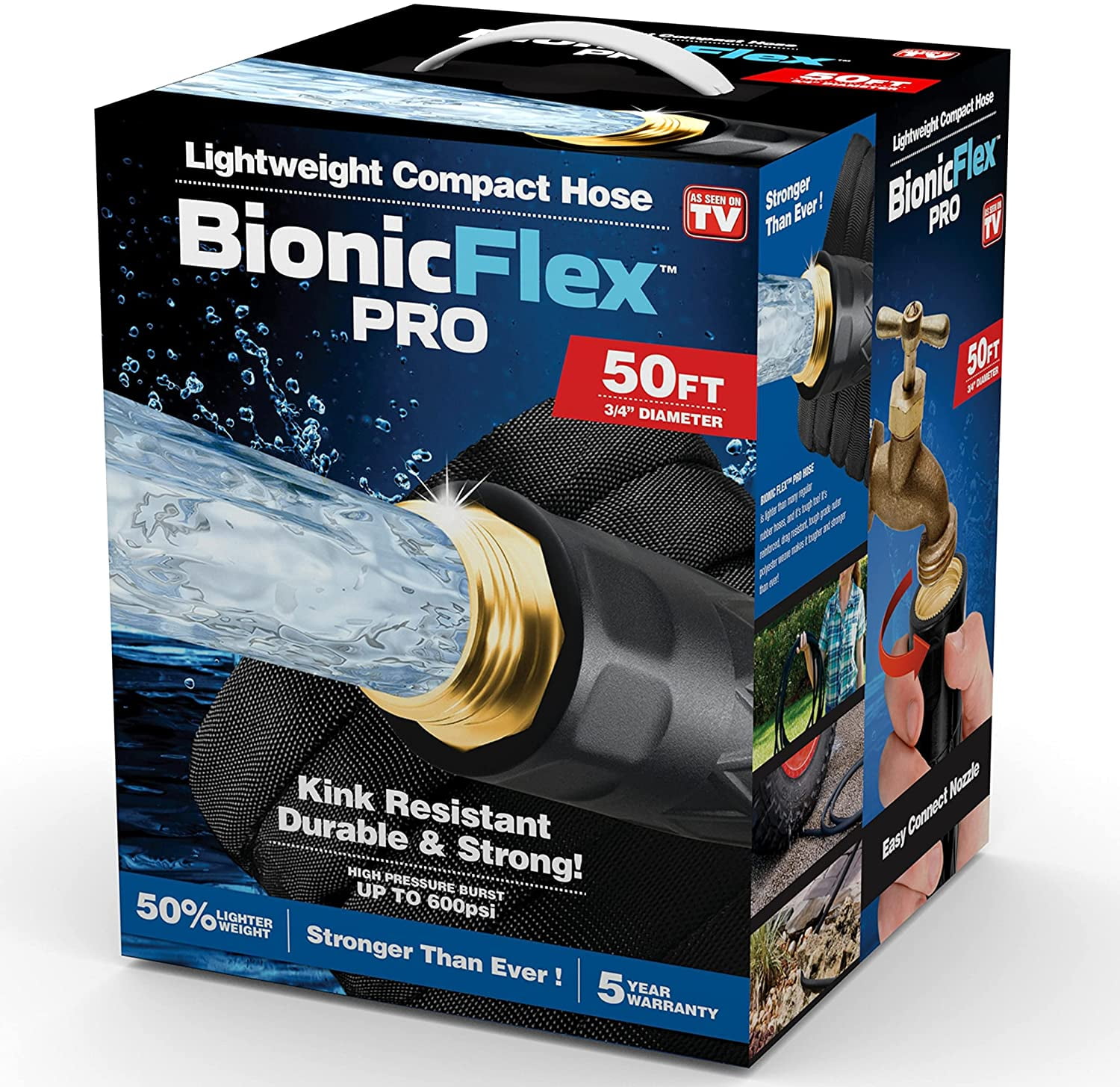 Bionic Flex PRO 50’ Garden Hose, Heavy Duty & Lightweight Weatherproof ...