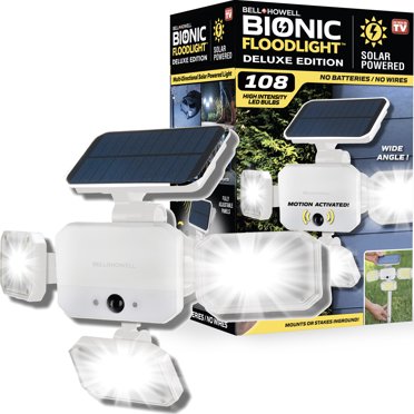 Bell + Howell Bionic Spotlight, 25 ft. Motion Sensor, Solar Sun Panels ...