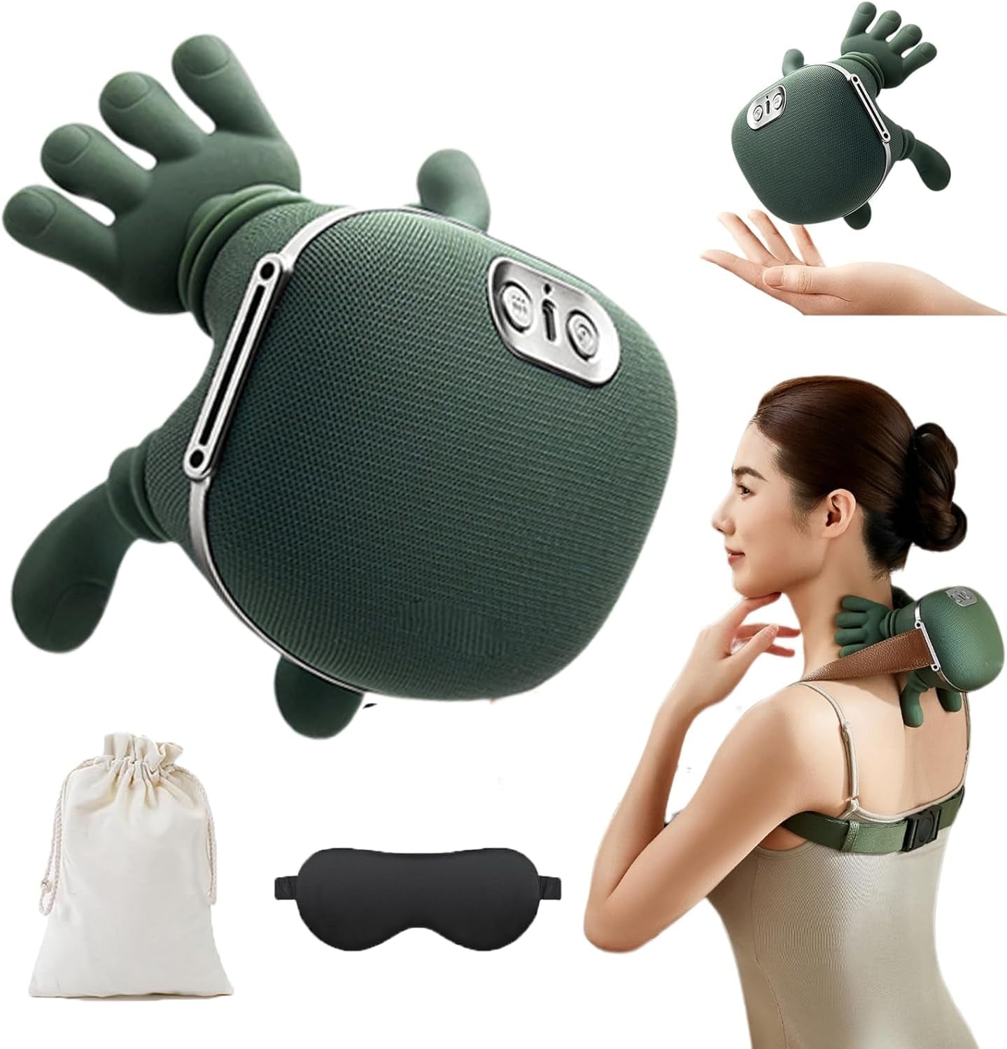 Bionic Heated Massager, Wireless Portable Shiatsu Neck, 3 Speed ...