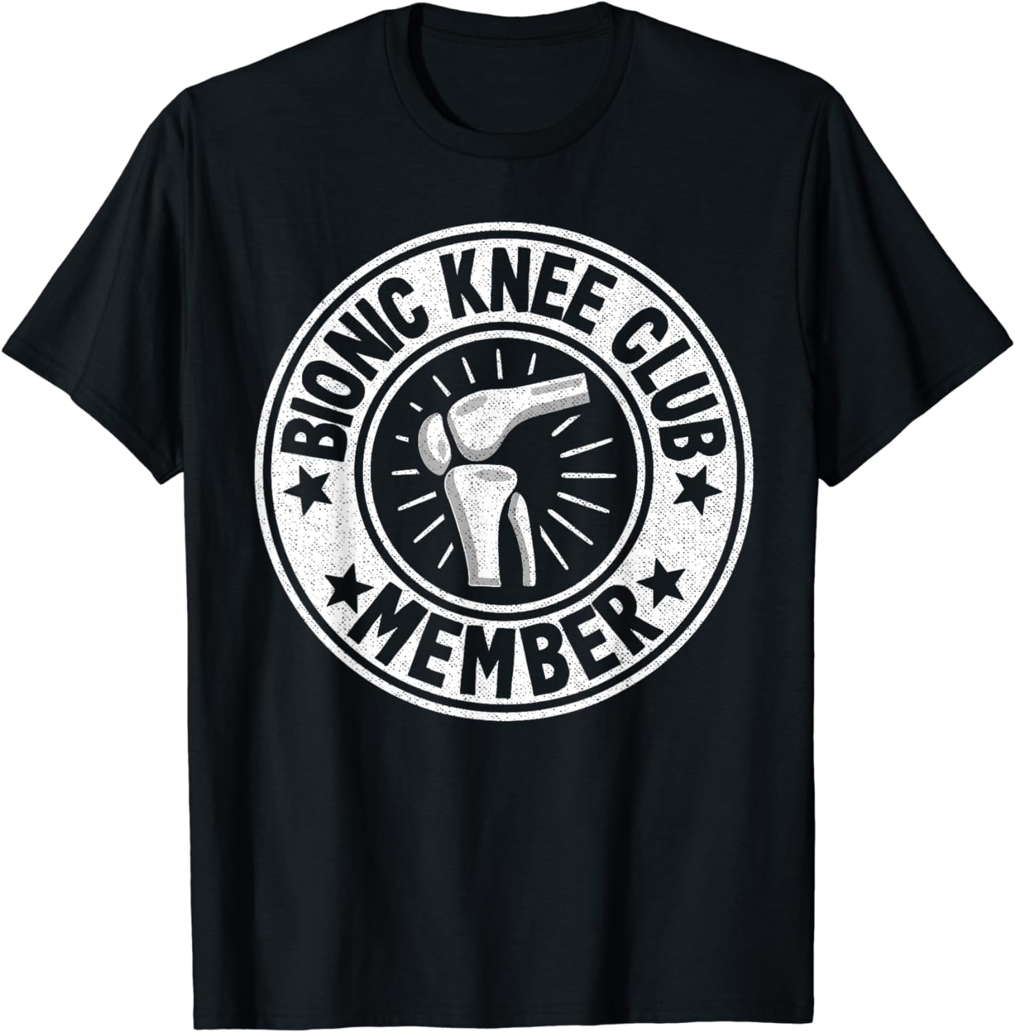 Bionic Knee Club Member Logo Surgery Funny Knee Replacement T-Shirt ...