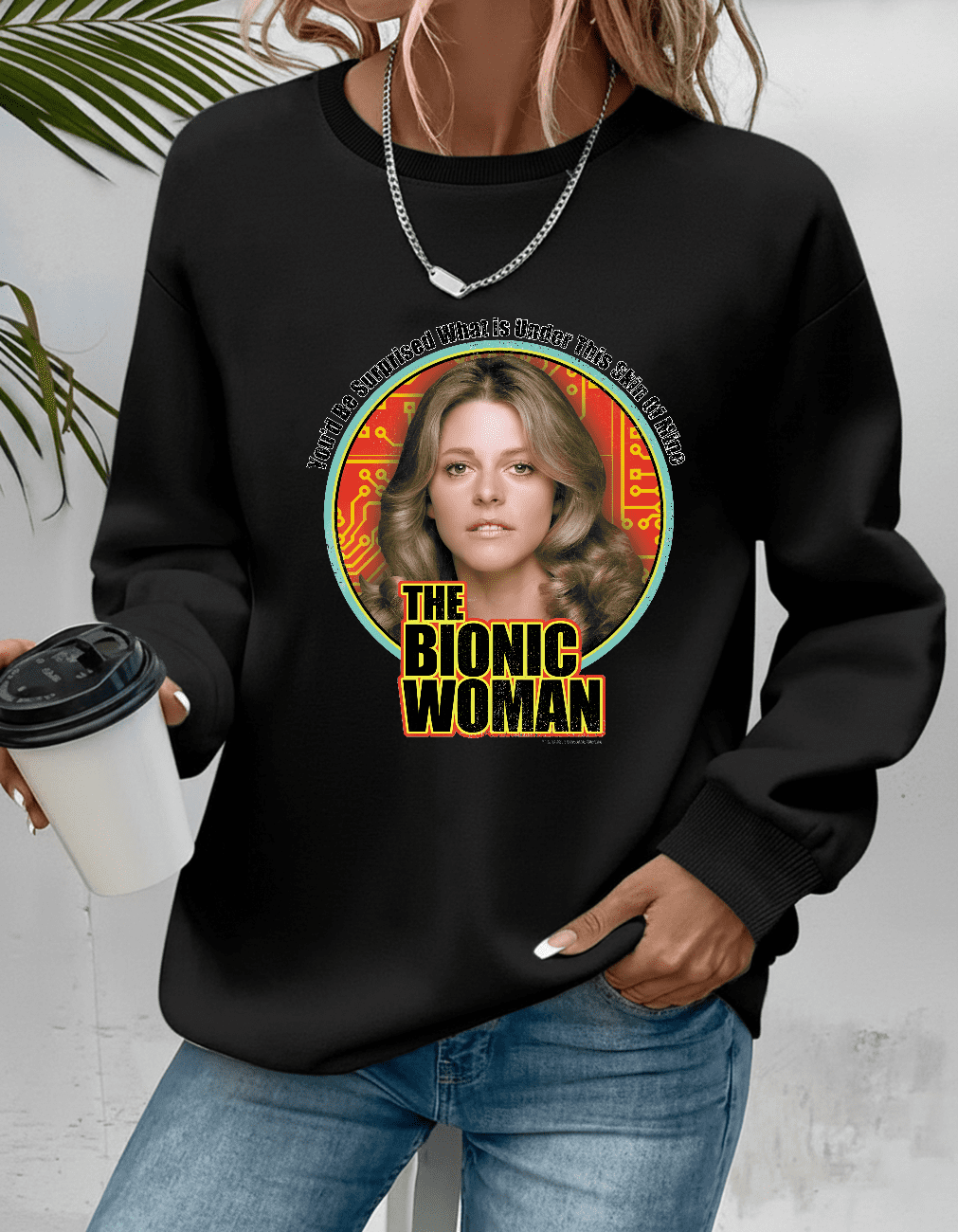 Bionic Super Heroine Retro 70s Sci-Fi TV Show Fan Graphic Sweatshirt ...
