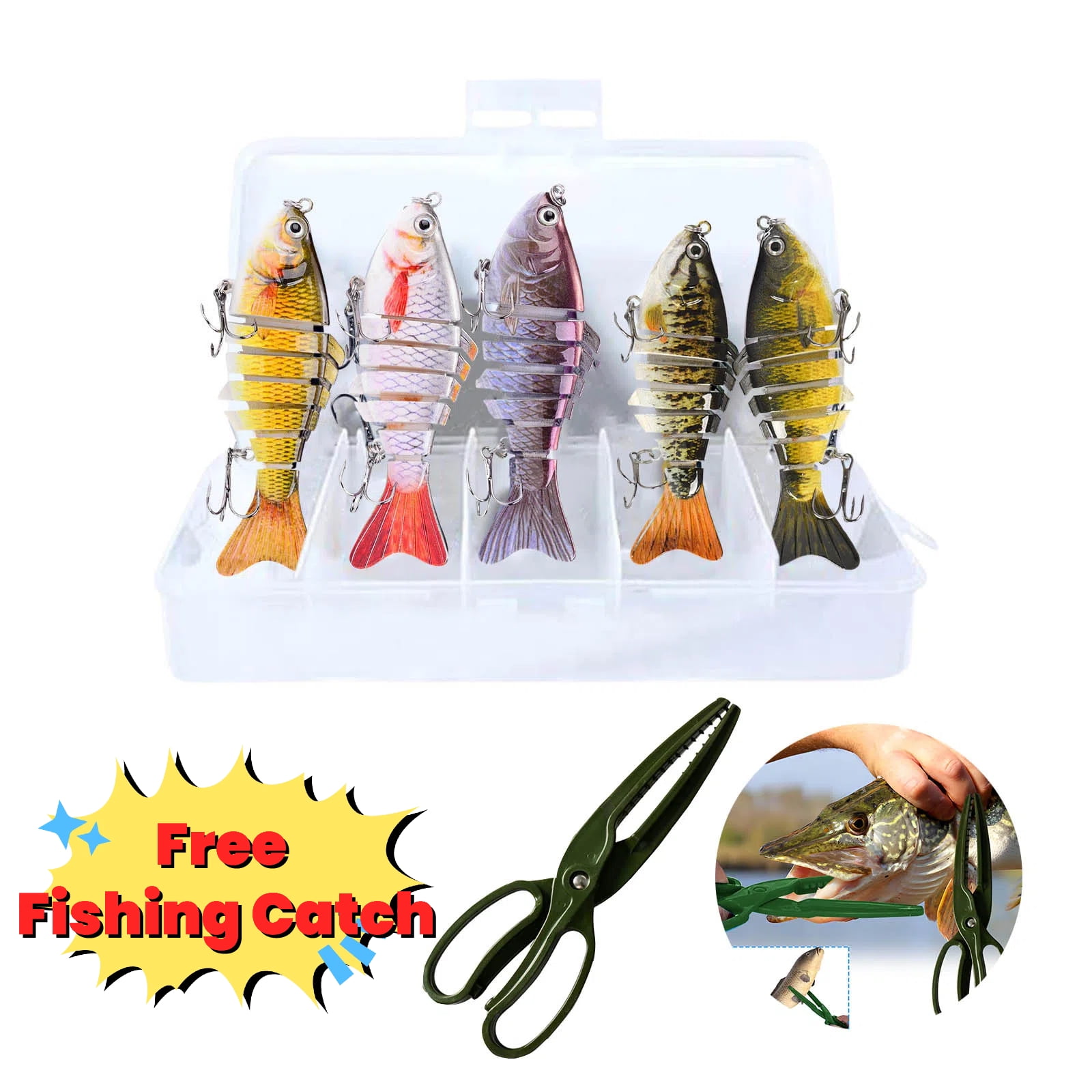 Bionic Swimming Lure, 5Pcs 3D Bionic Swimming Lure Swims Just Like a ...