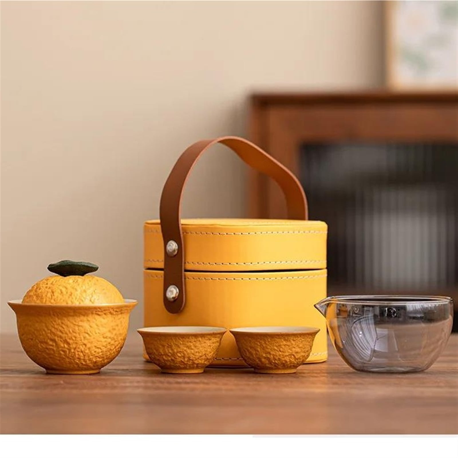 Bionic Ugly Orange Ceramic Tea Set 1 Pot 2 Cups Tea Making Travel Tea ...