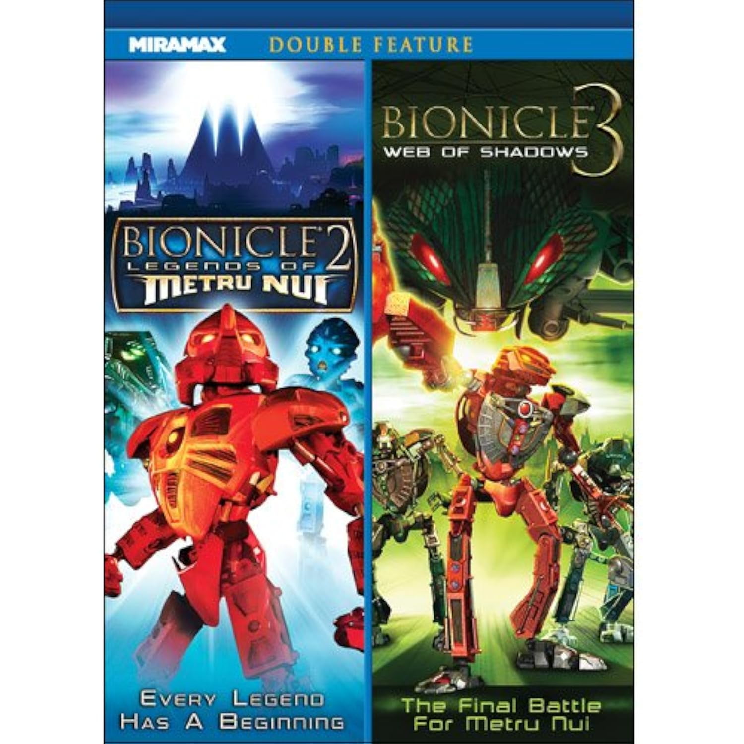 Bionicle 2: Legends of Metru Nui / Bionicle 3: Web of Shadows (DVD) NEW ...
