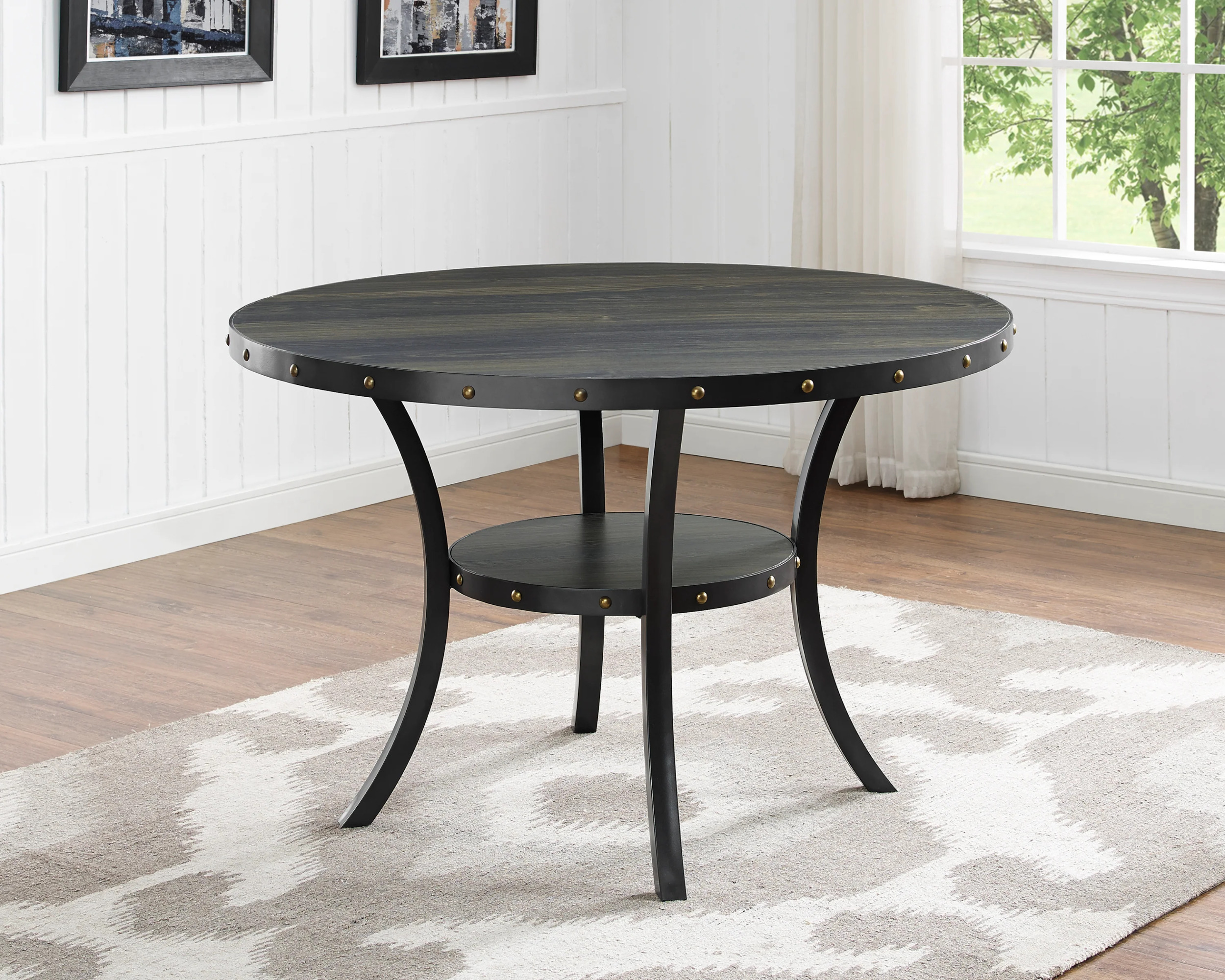 Biony Dining Collection Espresso Wood Railhead Dining Table Black Wood - Walmart.com