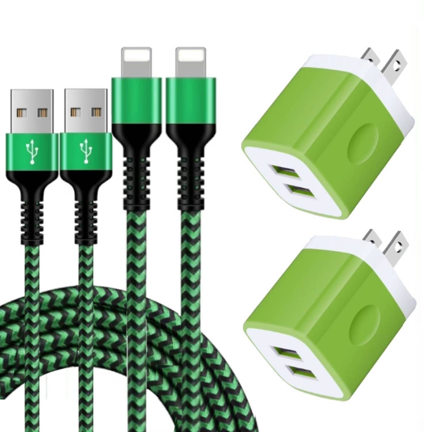 Bioonis 2 Pack Charger Block, Dual Port USB Power Adapter+6FT Charging ...