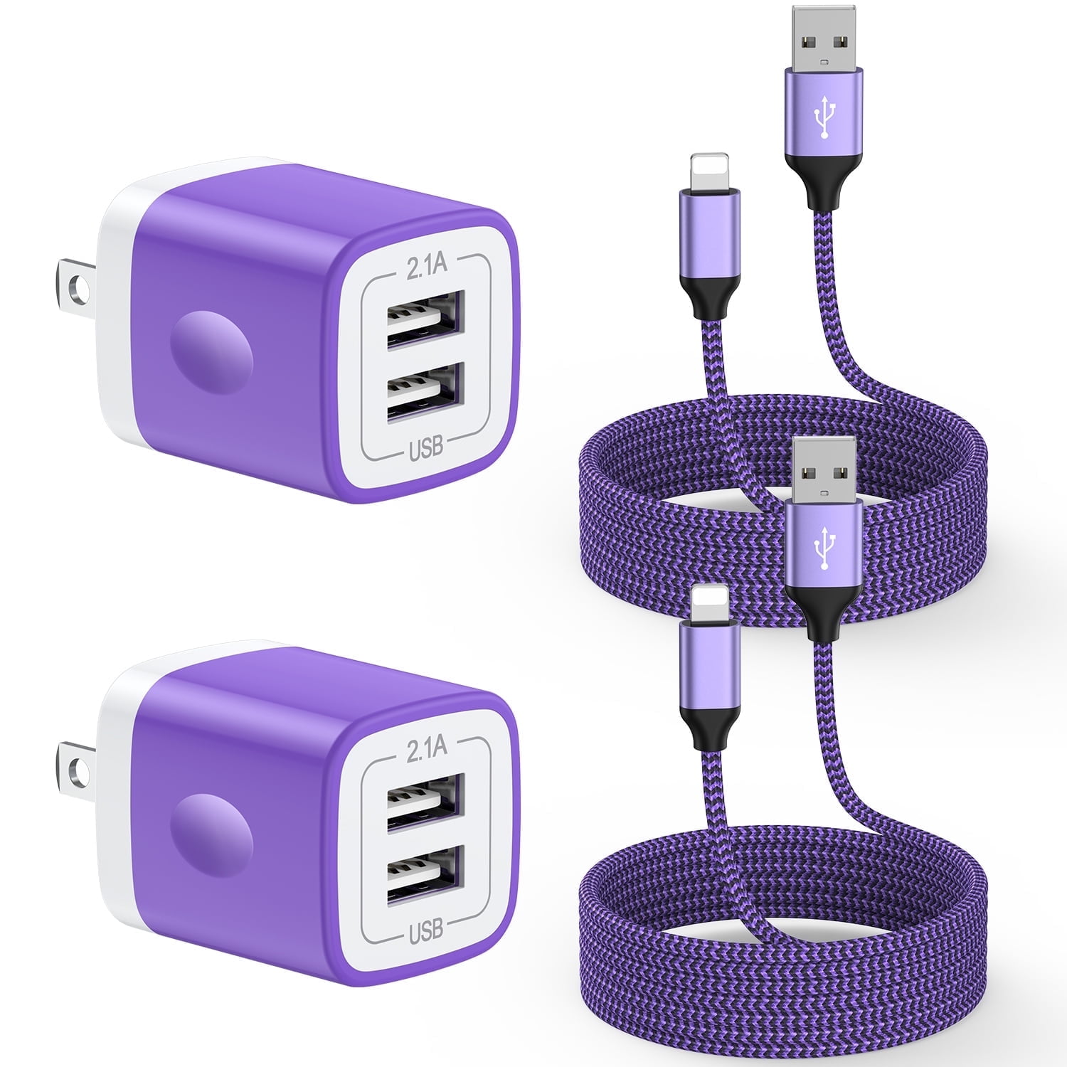 Compatible for iPhone Charger, 2 Pack Dual Port USB Power Adapter+6FT ...