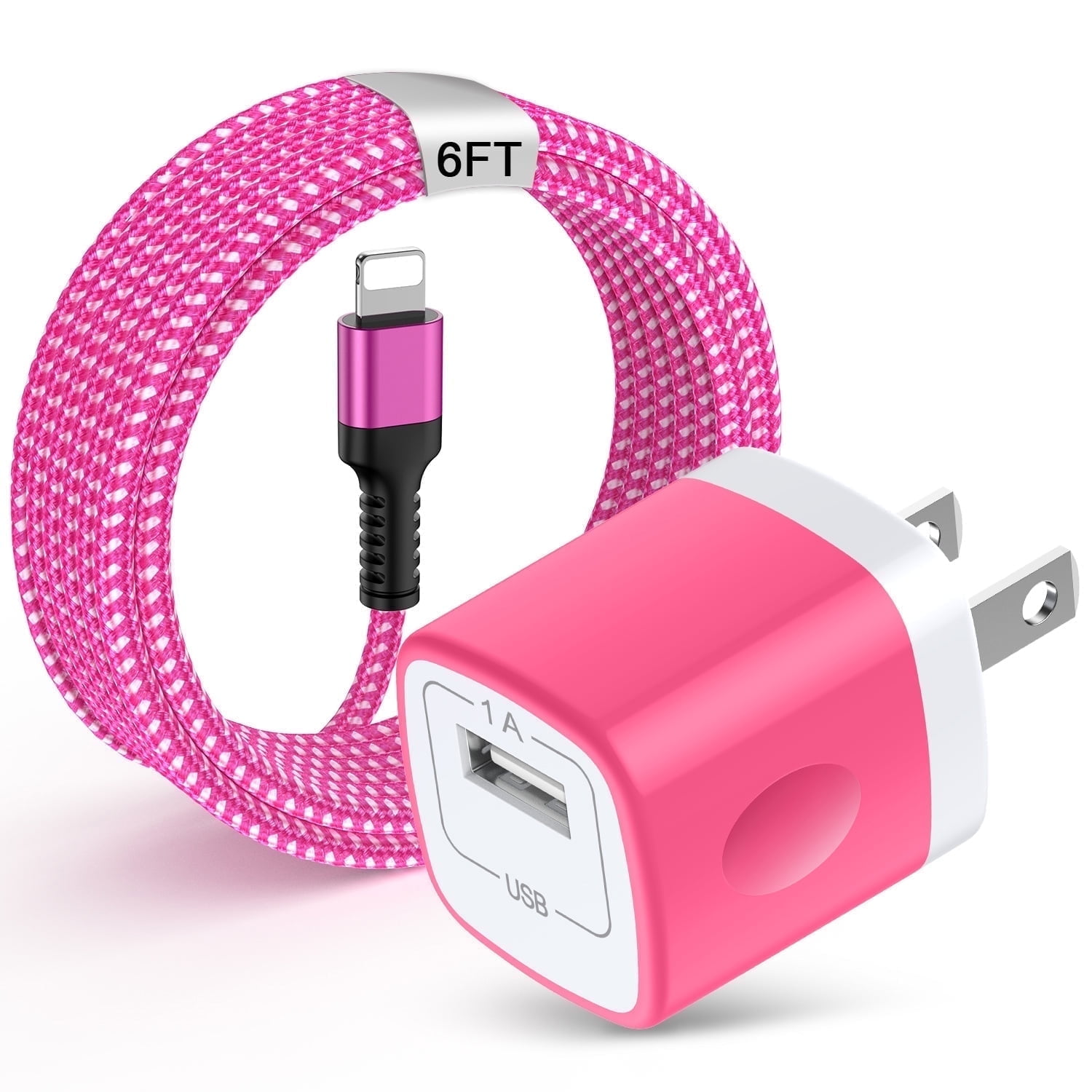 Compatible for iPhone Charger Block, 6FT Nylon Braided Light-ning Cable ...