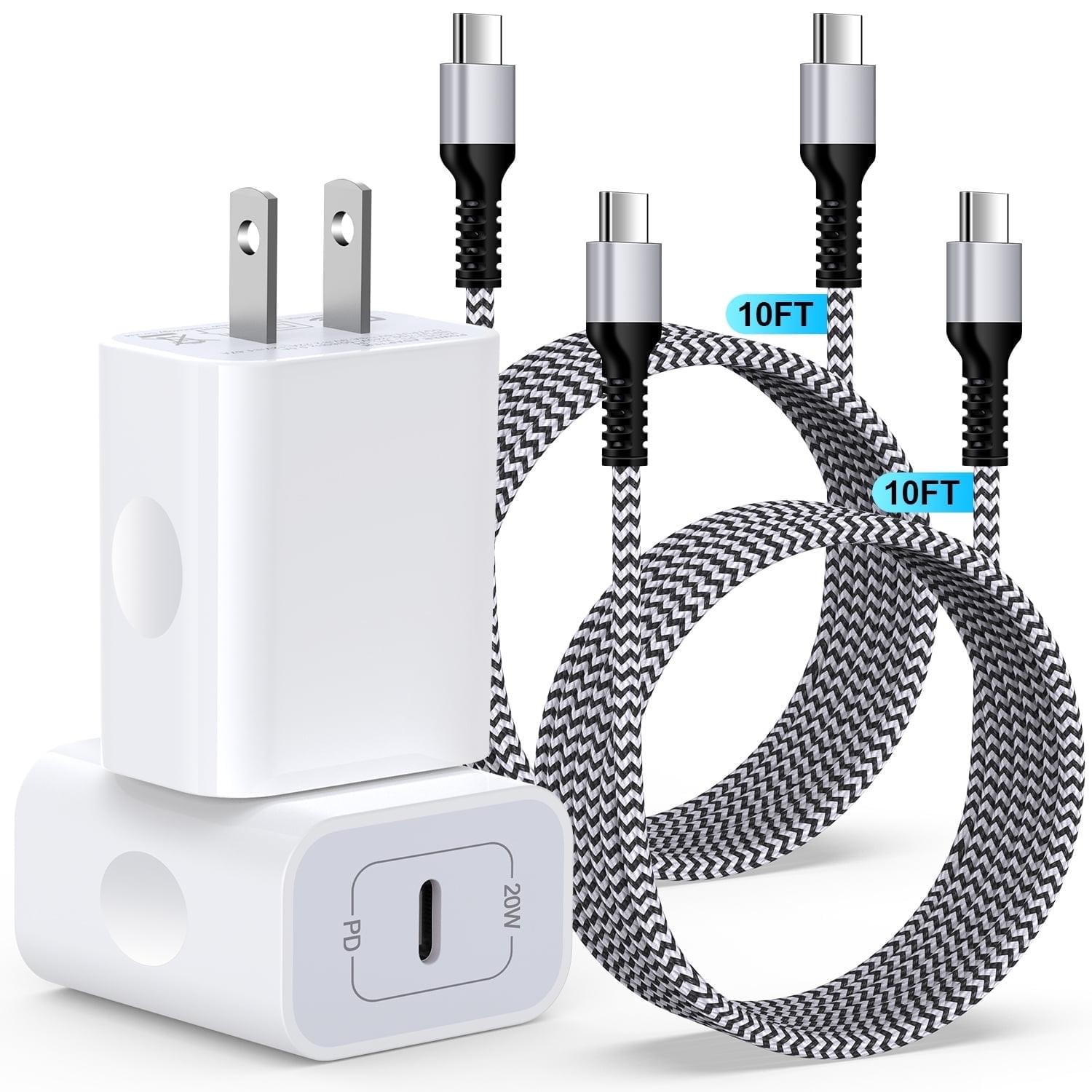 Bioonis Compatible for iPhone Charger, 2 Pack 20W PD USB C Wall Charger ...