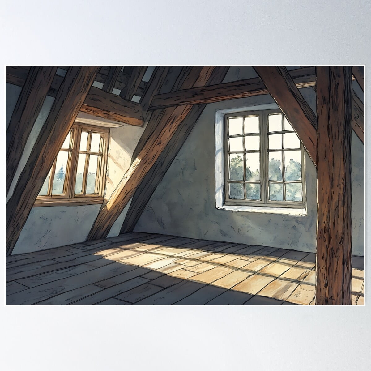 Biophilic Design Art: Wood And Sunlight Interior Poster Wall Art ...