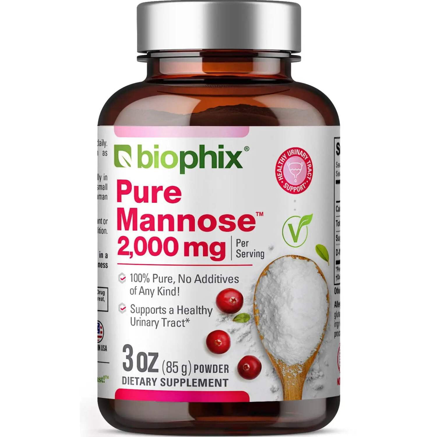 Biophix Pure Mannose 100% Powder 2000 mg 3 oz - 85g - Supports Urinary ...