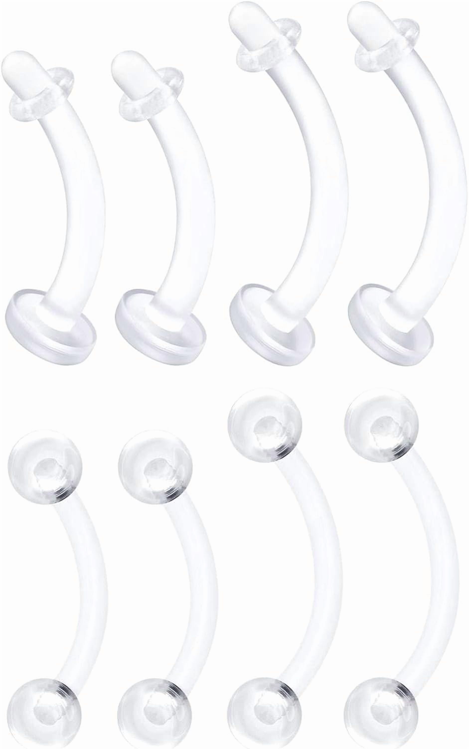 Bioplastic Clear Curved Barbell Retainer 16 Gauge Ball Tragus Lobe Rim ...
