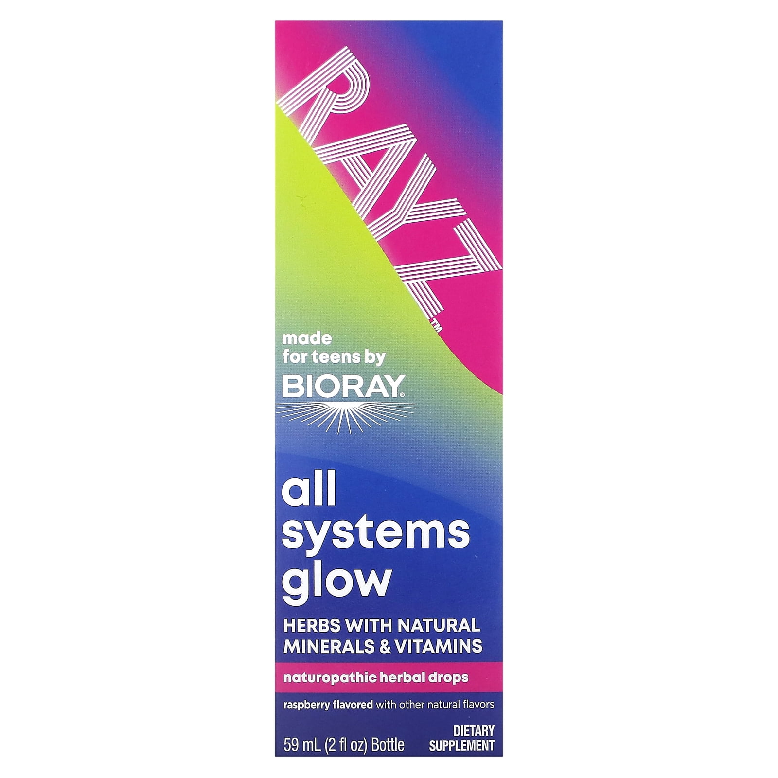 Bioray Teens All Systems Glow, Raspberry, Naturopathic Herbal Drops ...