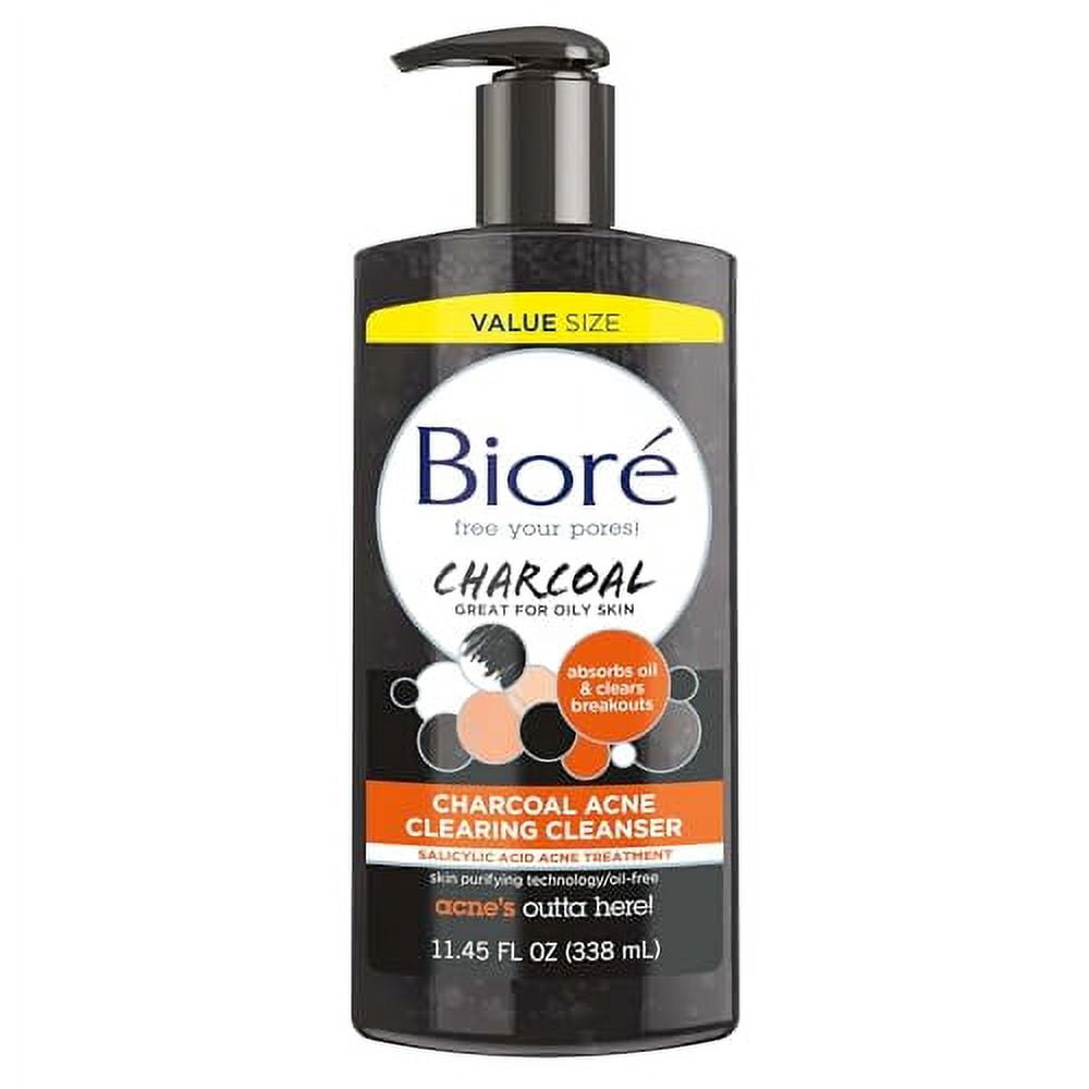 Biore Charcoal 1% Salicylic Acid Acne-Clearing Facial Cleanser, for ...