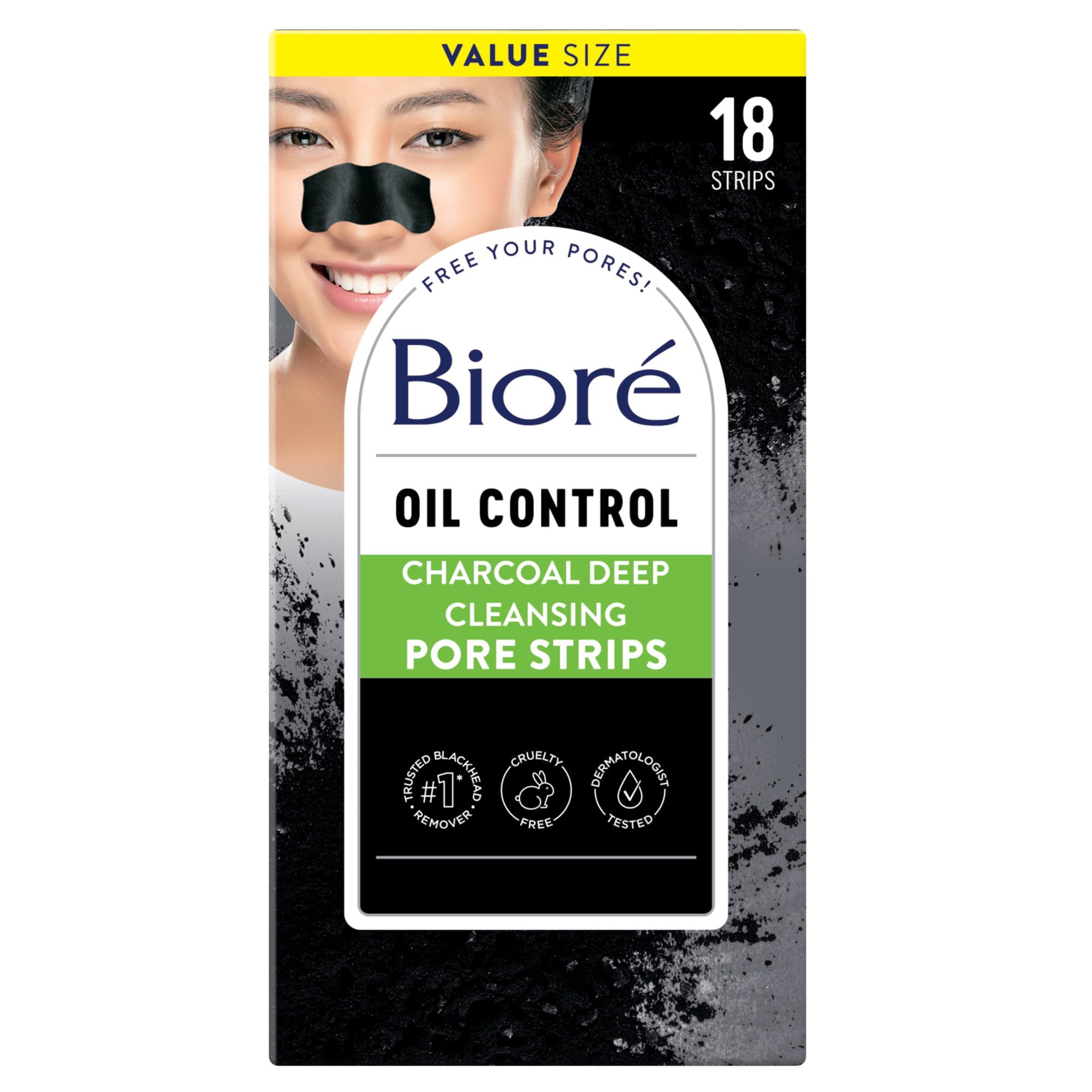 Biore Charcoal Deep Cleansing IFF17 Pore Strips, Nose Strips for ...