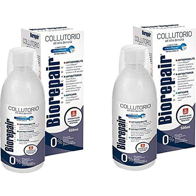 Biorepair Collutorio Mouthwash 500ml/16.9 fl.oz Pack of 2 C14 - Walmart.com